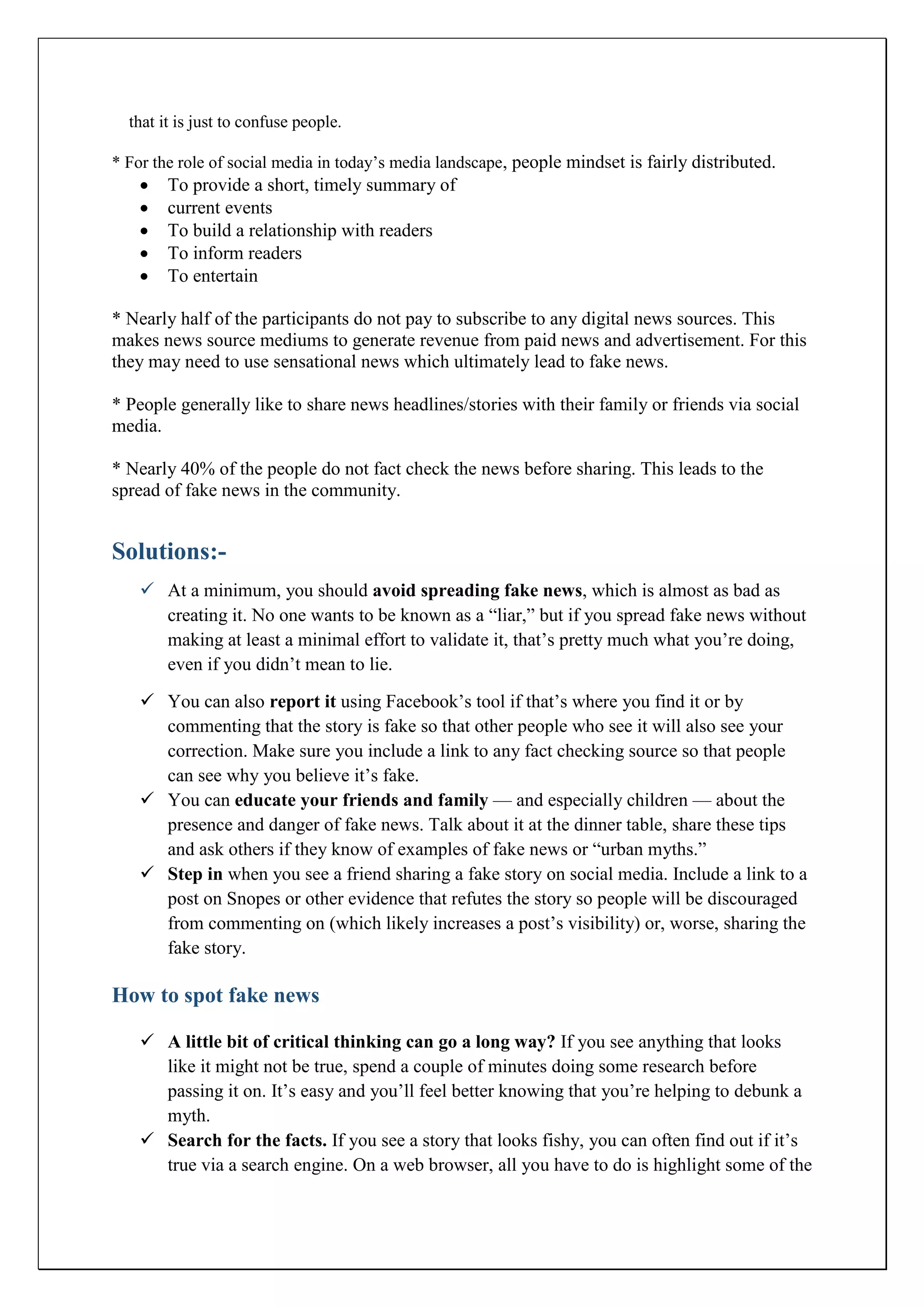 Analysis of sources and effect of fake news on society | PDF