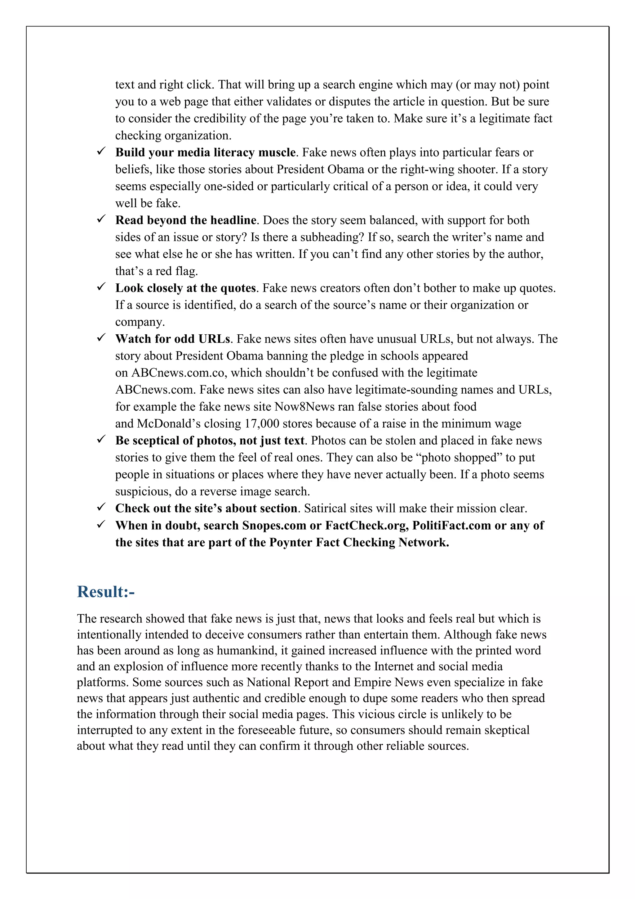 Analysis of sources and effect of fake news on society | PDF