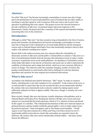 Analysis of sources and effect of fake news on society | PDF