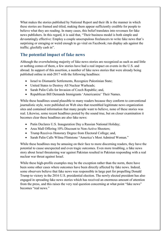 Analysis of sources and effect of fake news on society | PDF