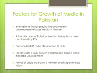 Mass Media in Pakistan slides taught in university | PDF