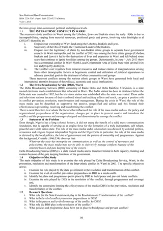 Mass media management of the inter ethnic conflict in warri delta state ...