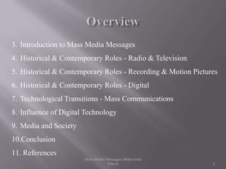 Mass media messages and behavioral effects | PPT