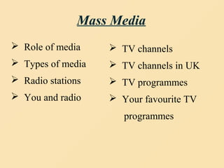 Mass media - radio television | PPT