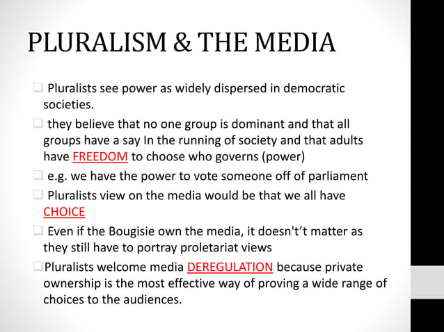 Mass media - Marxism and pluralism over view (sociology a2) | PPTX | Media Industry | Industries