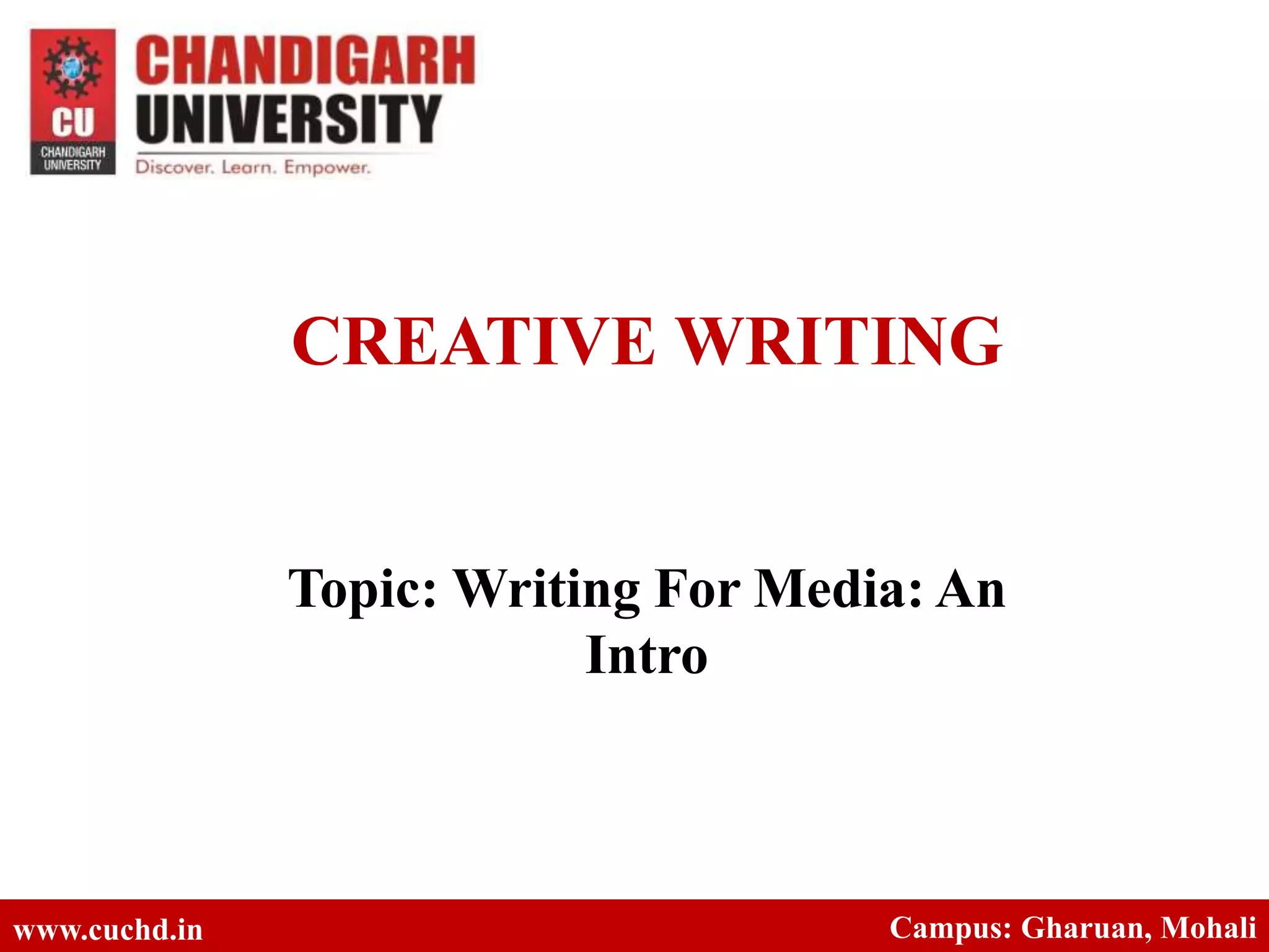 Writing for Media: An Intro to Creative Writing Techniques | PPT