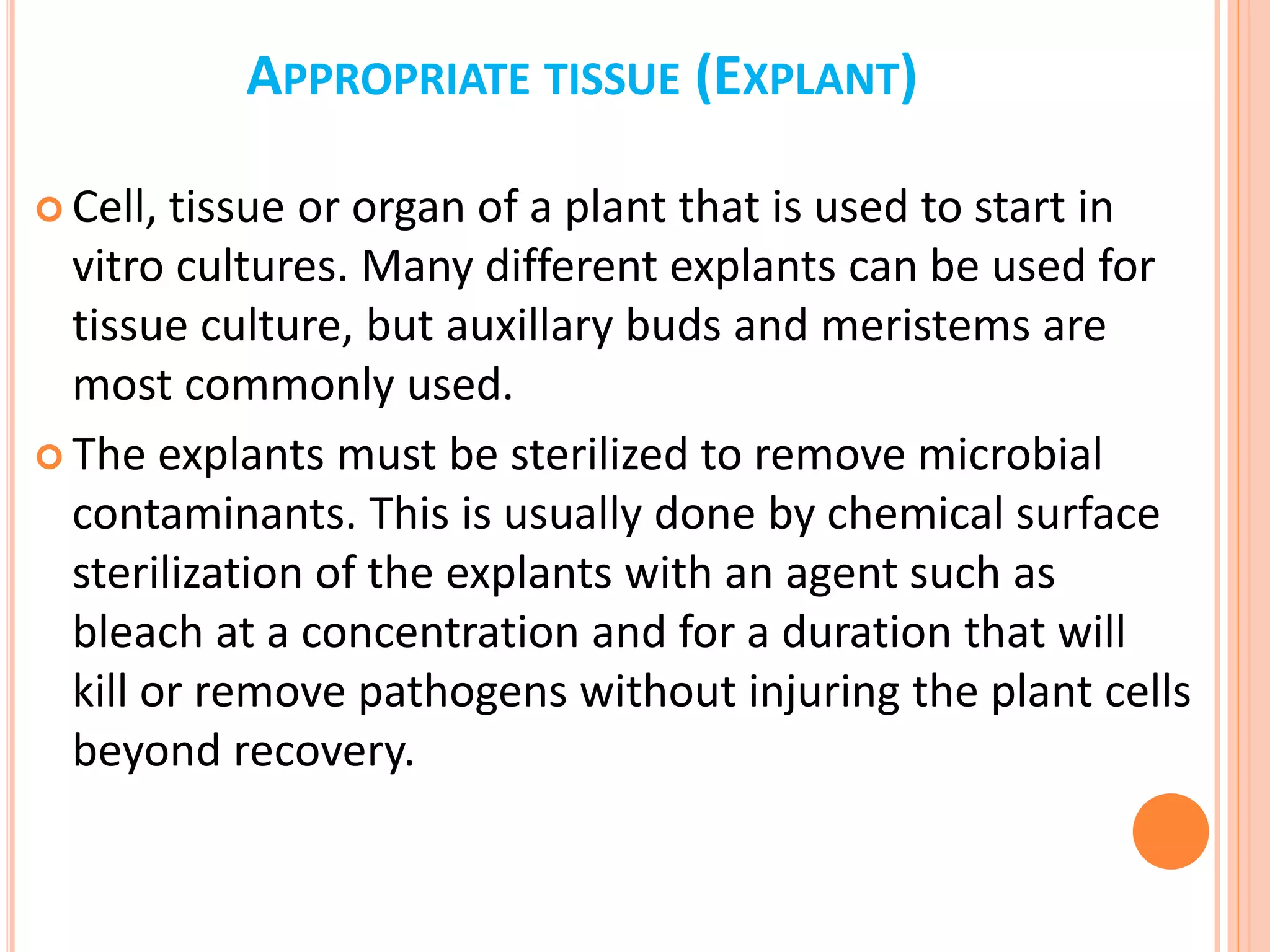 Mass multiplication procedure for tissue culture and PTC requirement | PPTX