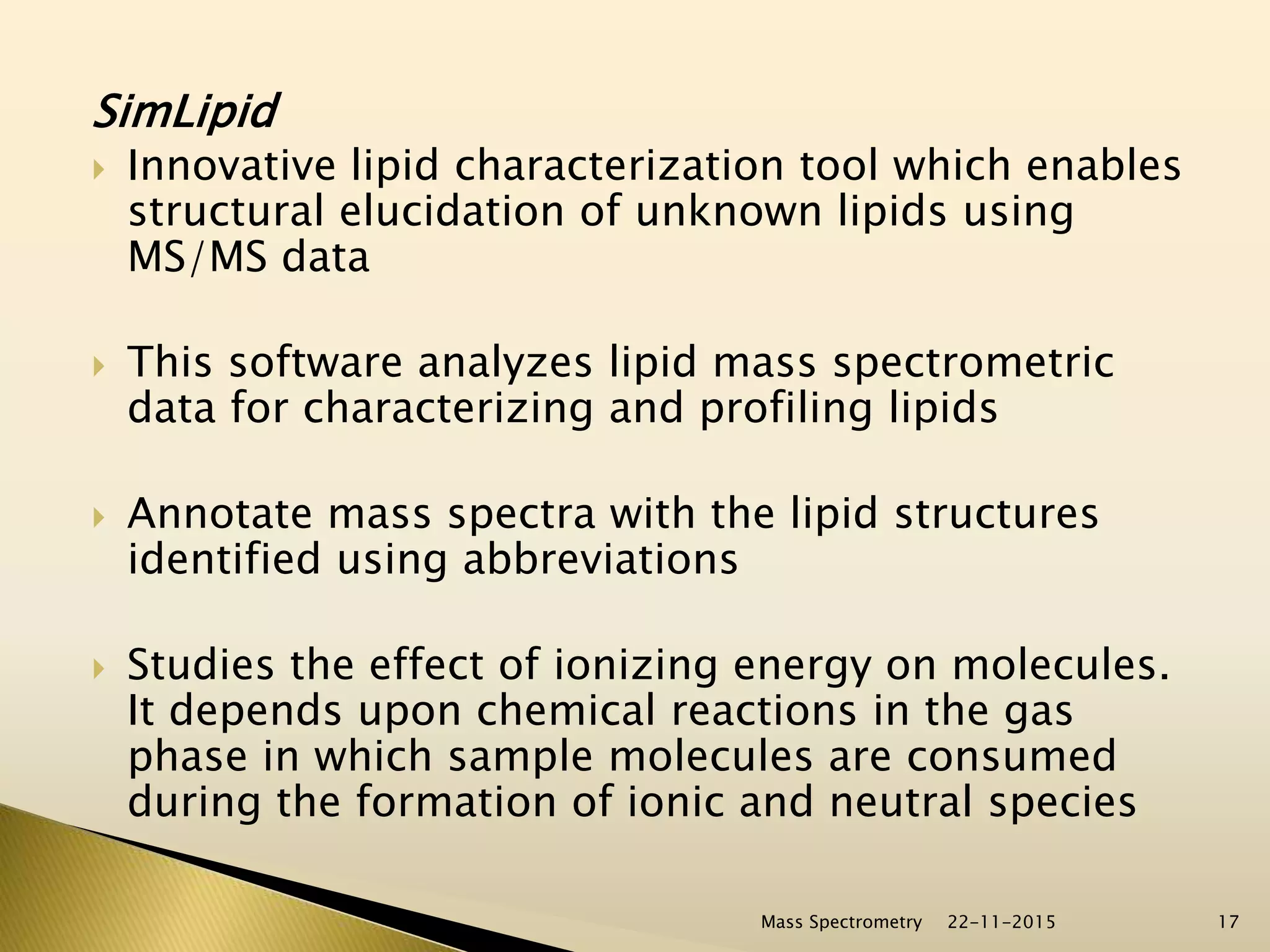 MASS SPECTROMETRY IN THE FIELD OF FOOD INDUSTRY | PPTX