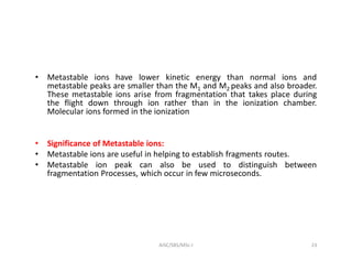 Mass spectroscopy for MSc I Chemistry of SPPU | PDF