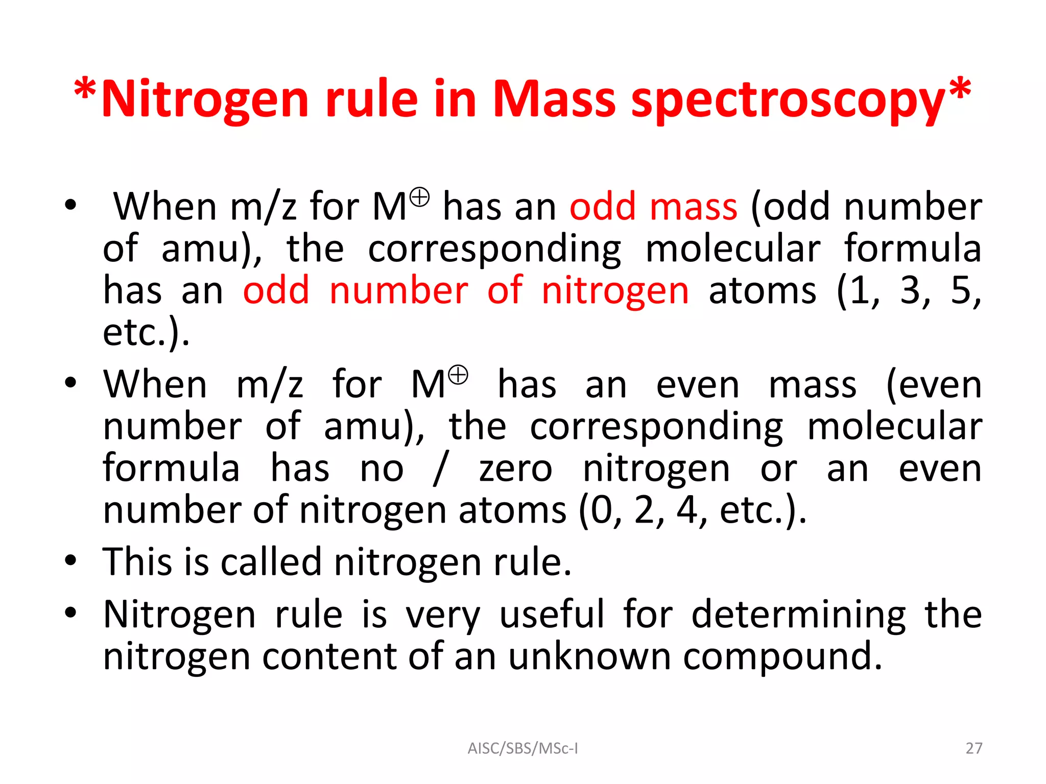 Mass spectroscopy for M Sc I Chemistry SPPU | PPTX