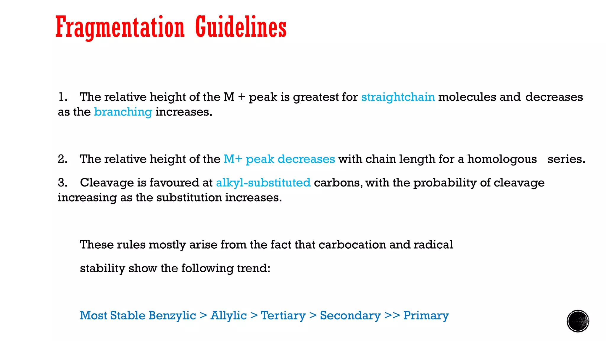 Mass spectroscopy and fragmentation rule | PPT