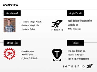 Timbre business model by Mark Kasdorf of Intrepid Pursuits | PPT
