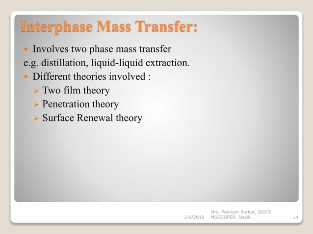 Mass transfer | PPTX | Chemistry | Science