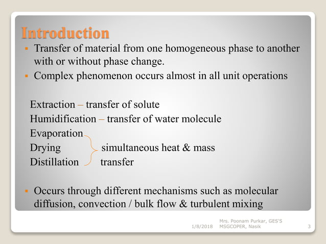 Mass transfer | PPTX | Chemistry | Science