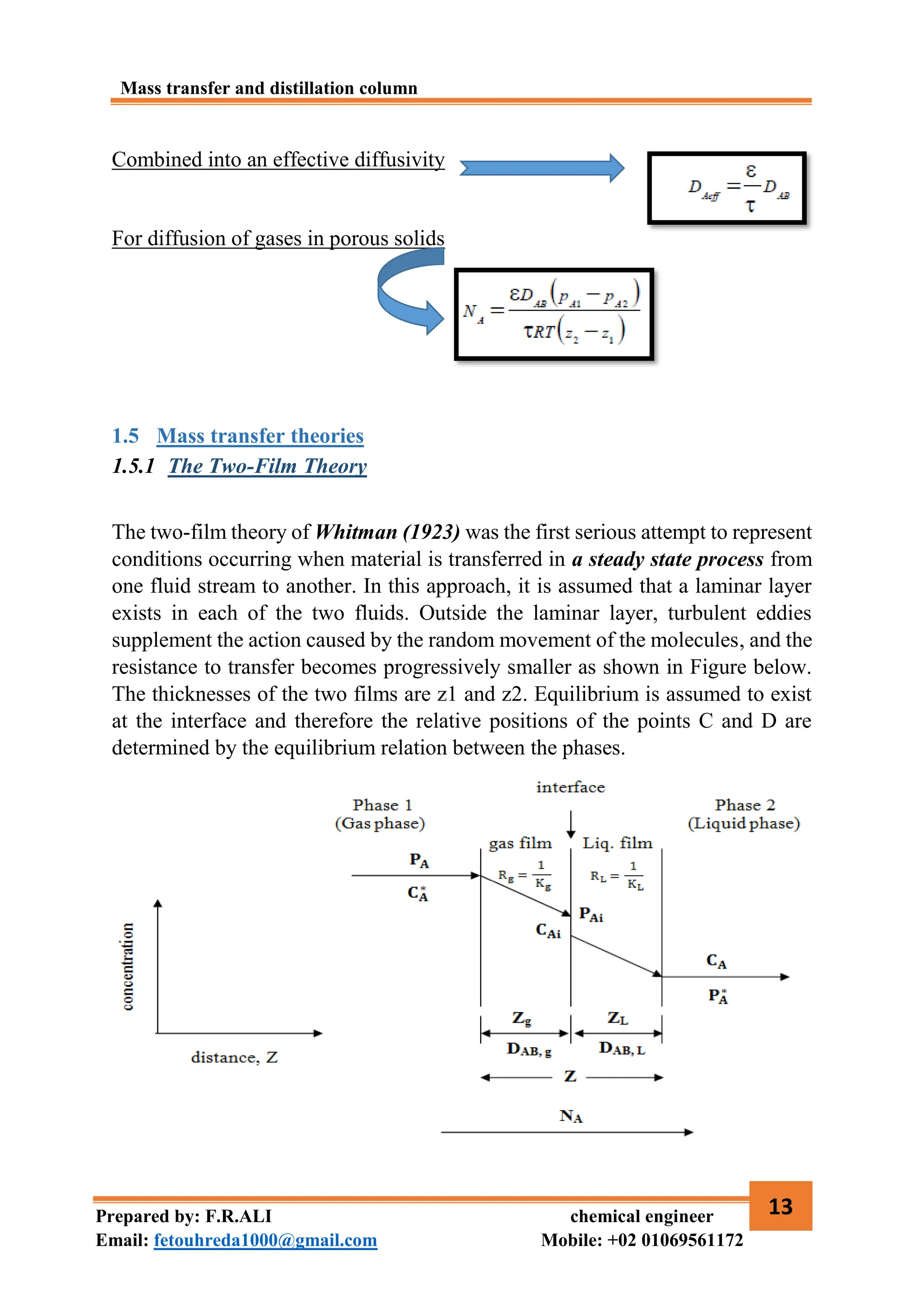 Mass transfer and distillation column | PDF