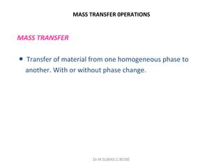 Mass transfer operations | PPT