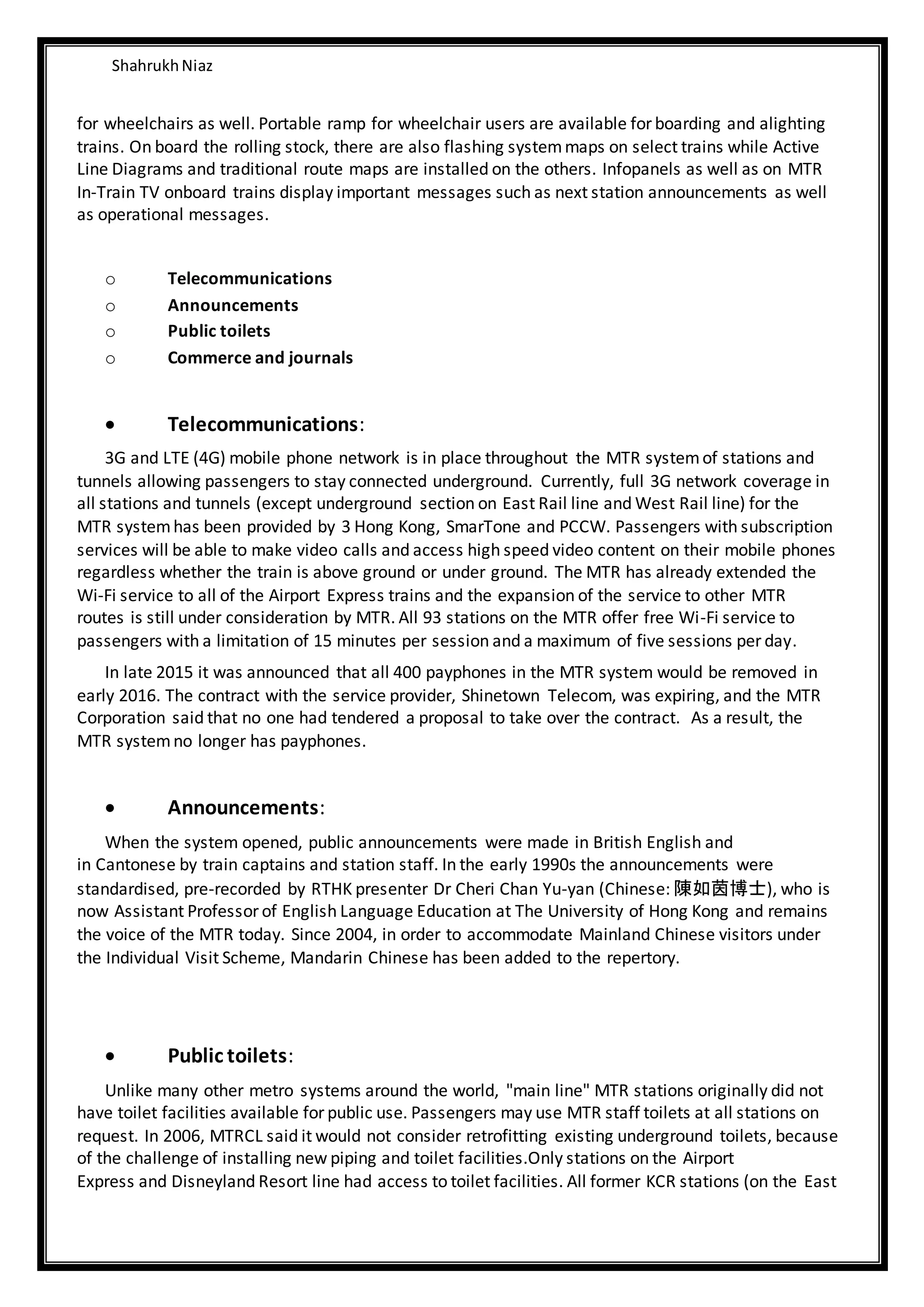 Mass transit railway (mtr) hongkong | DOCX