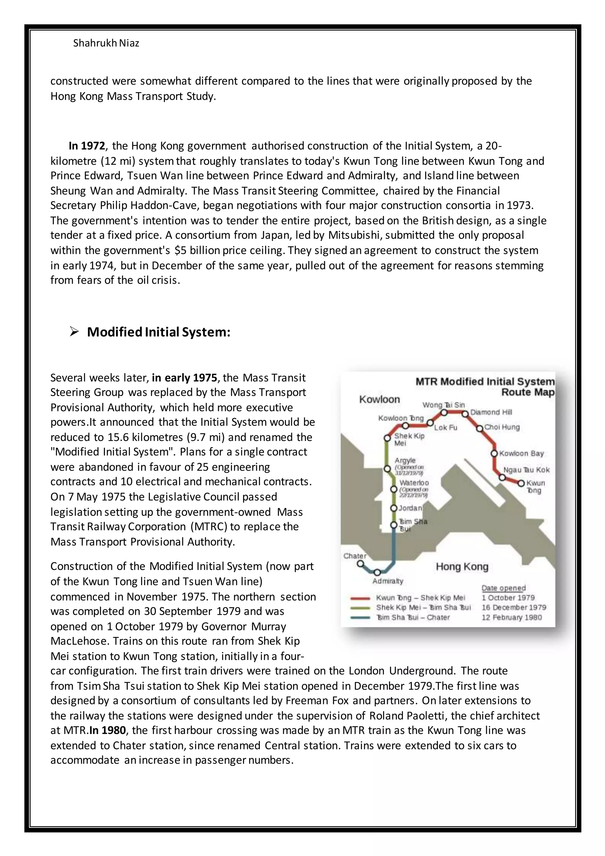 Mass transit railway (mtr) hongkong | DOCX | Rail Travel | Travel Type