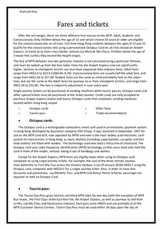 Mass transit railway (mtr) hongkong | DOCX | Rail Travel | Travel Type