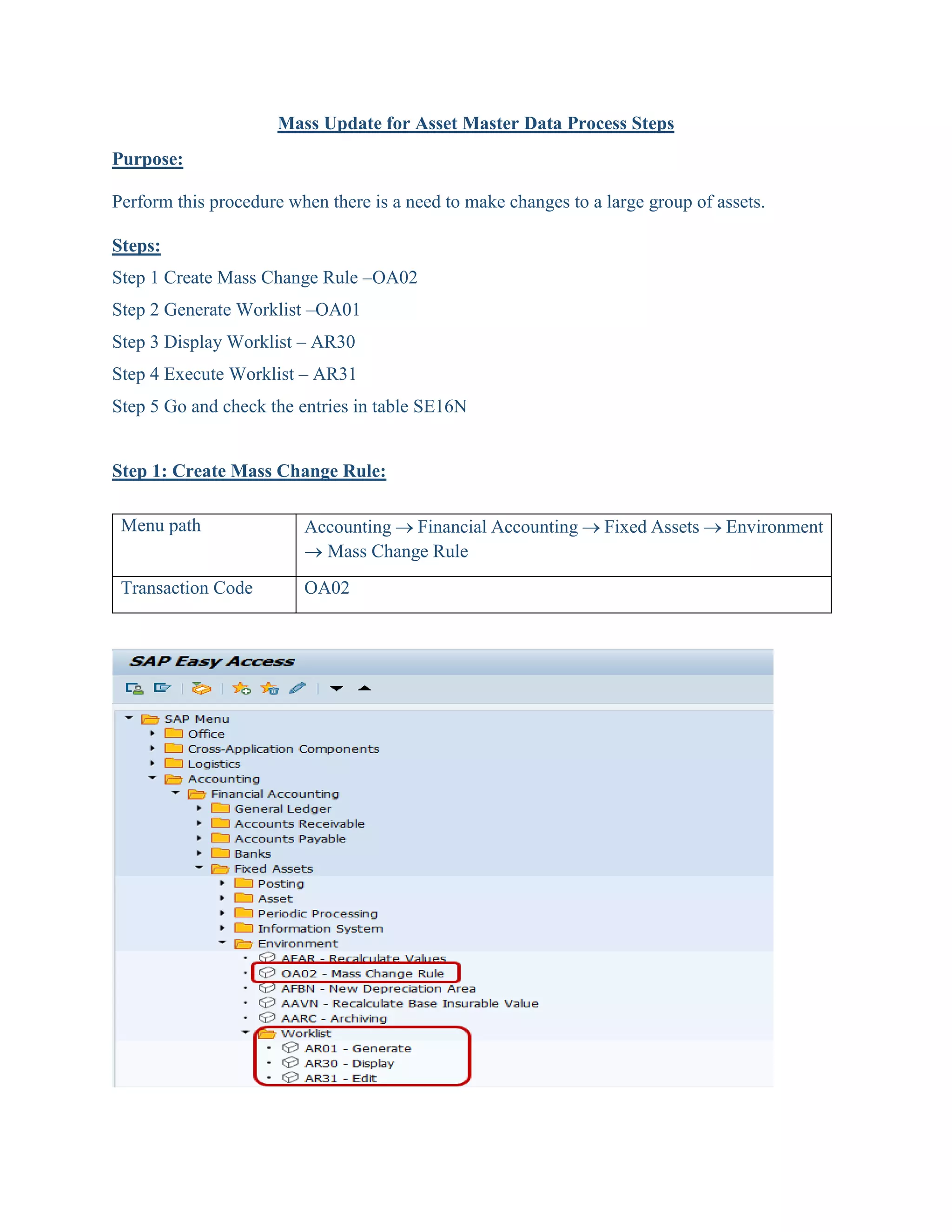 Mass update for asset master shut down activation process steps | PDF