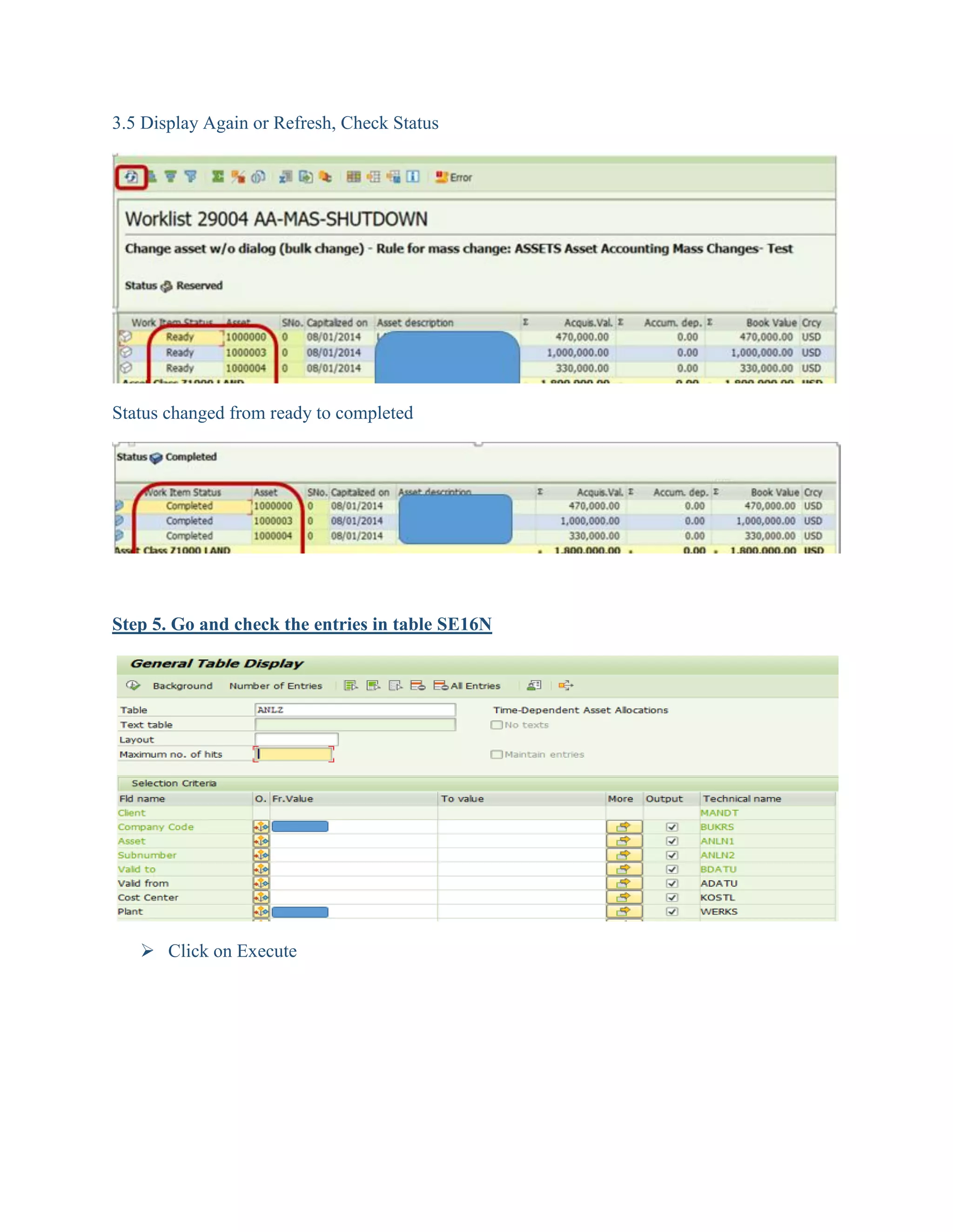 Mass update for asset master shut down activation process steps | PDF
