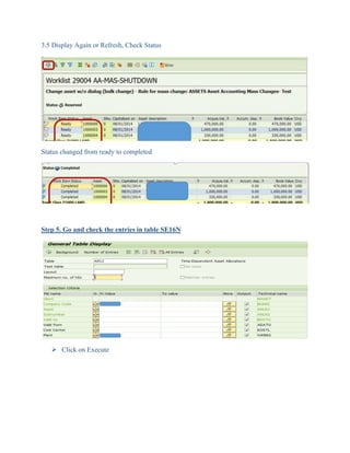 Mass update for asset master shut down activation process steps | PDF