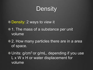 Mass, volume and density revised | PPTX