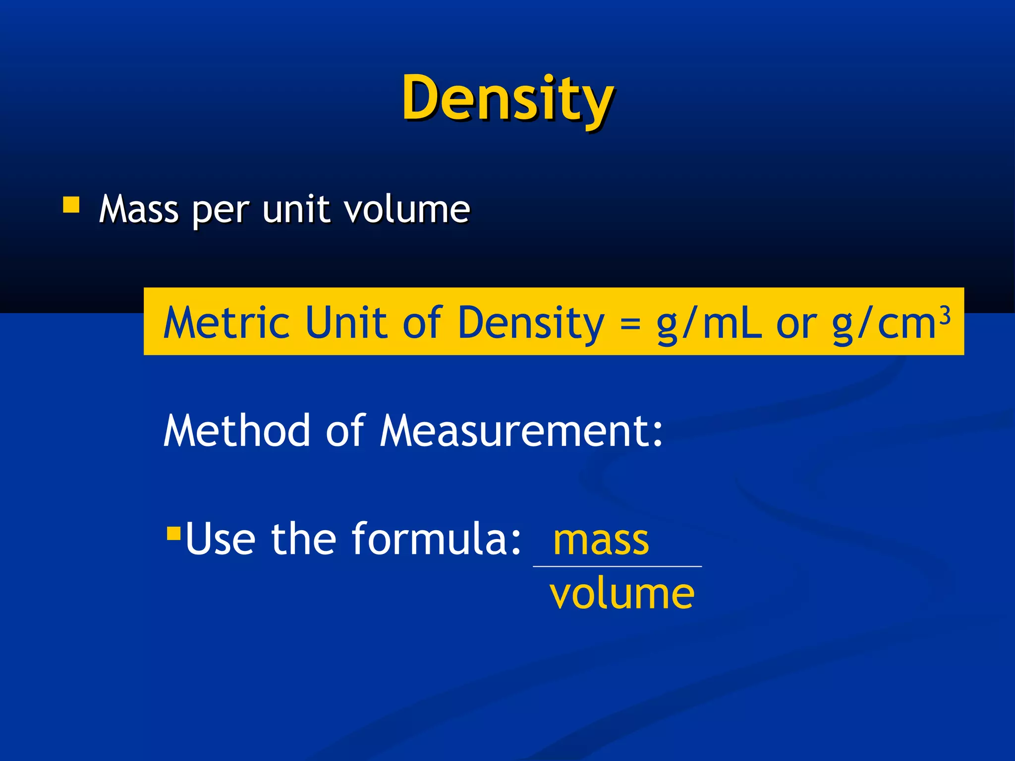 Mass Volume Density | PPT | Physics | Science