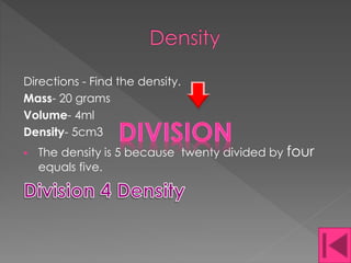Mass,volume,density studyguide | PPTX