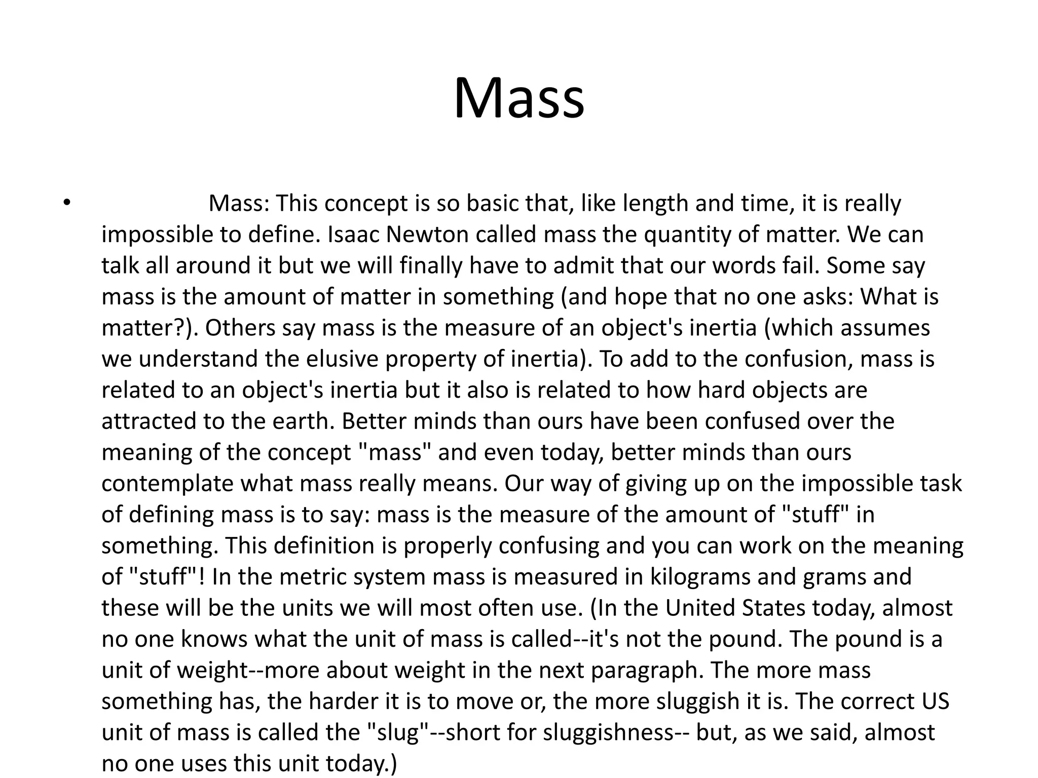 Mass, weight, and density | PPTX
