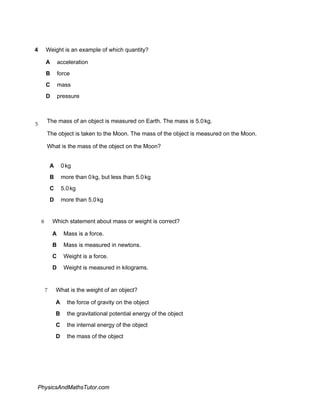 Mass & Weight (Multiple Choice) QP.pdf