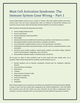 Mast cell activation syndrome | PDF