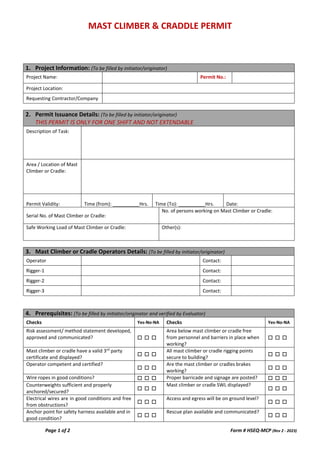 MAST CLIMBER & CRADLE PERMIT Form # HSEQ - Rev 2.docx