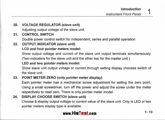 Mastech hy3003 d-power-supply-users-manual | PDF