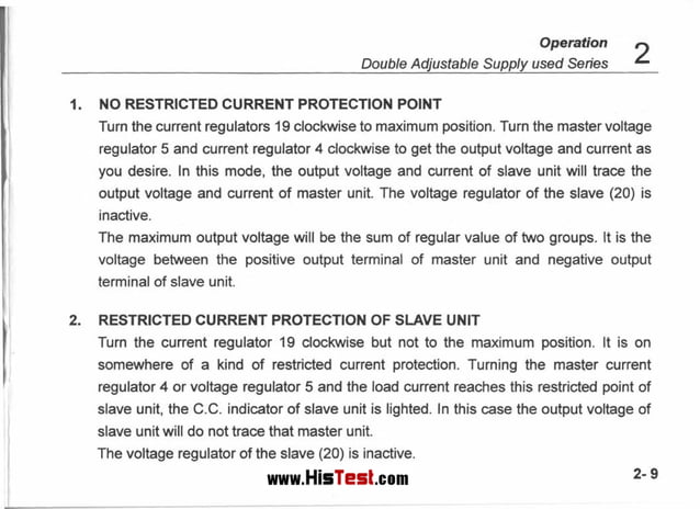 Mastech hy3003 d-power-supply-users-manual | PDF