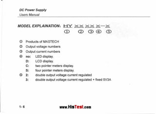 Mastech hy3003 d-power-supply-users-manual | PDF