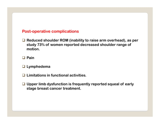 Mastectomy and its physiotherapy managment