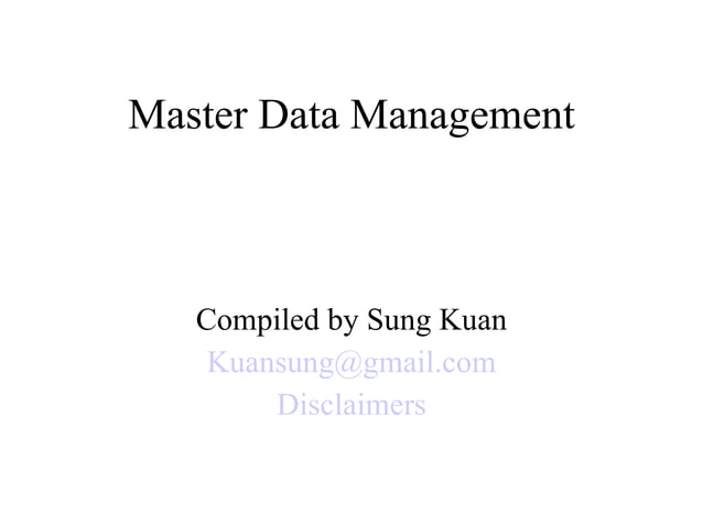 Master Data Management | PPT
