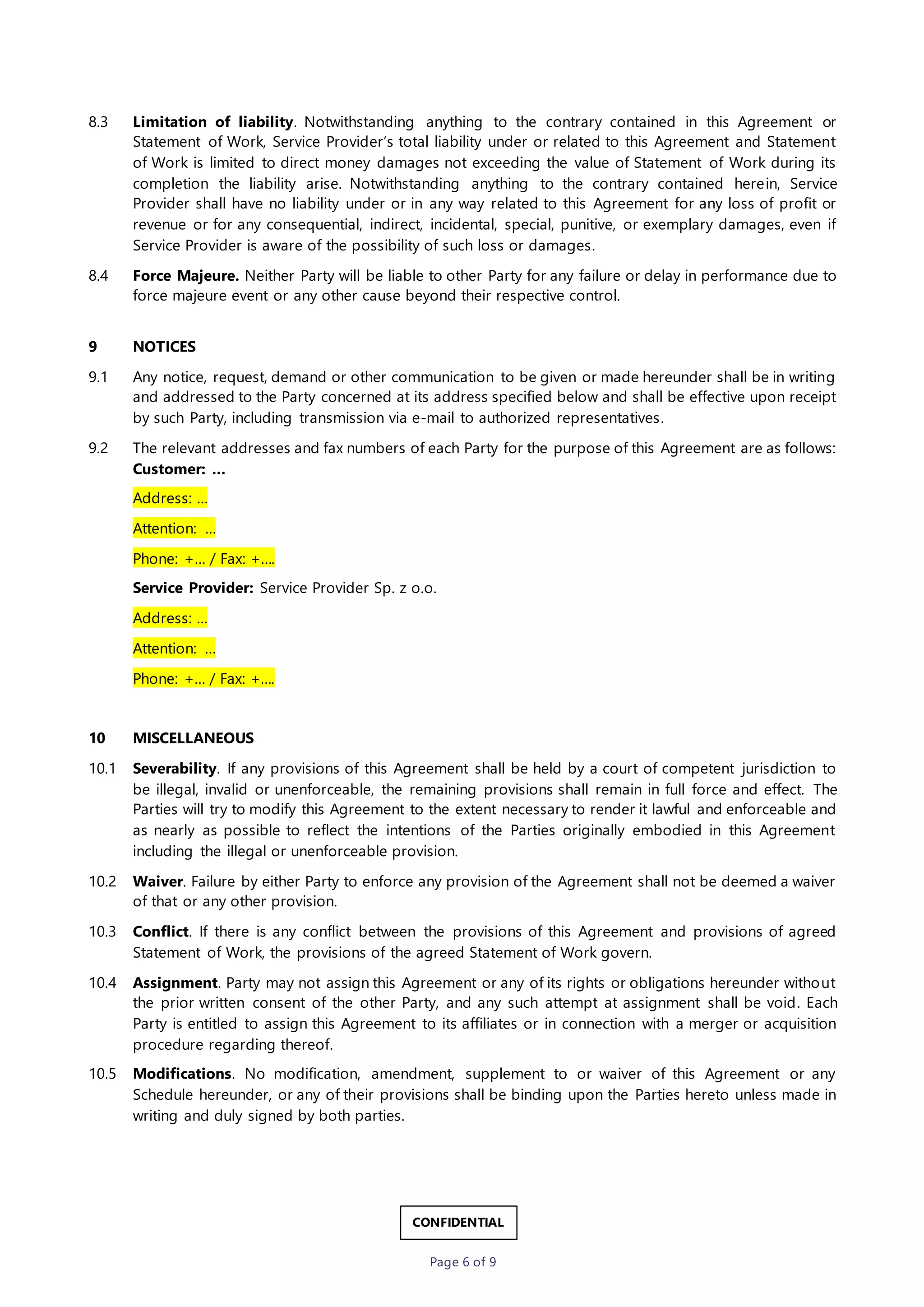 MSA Template for IT Services | DOCX