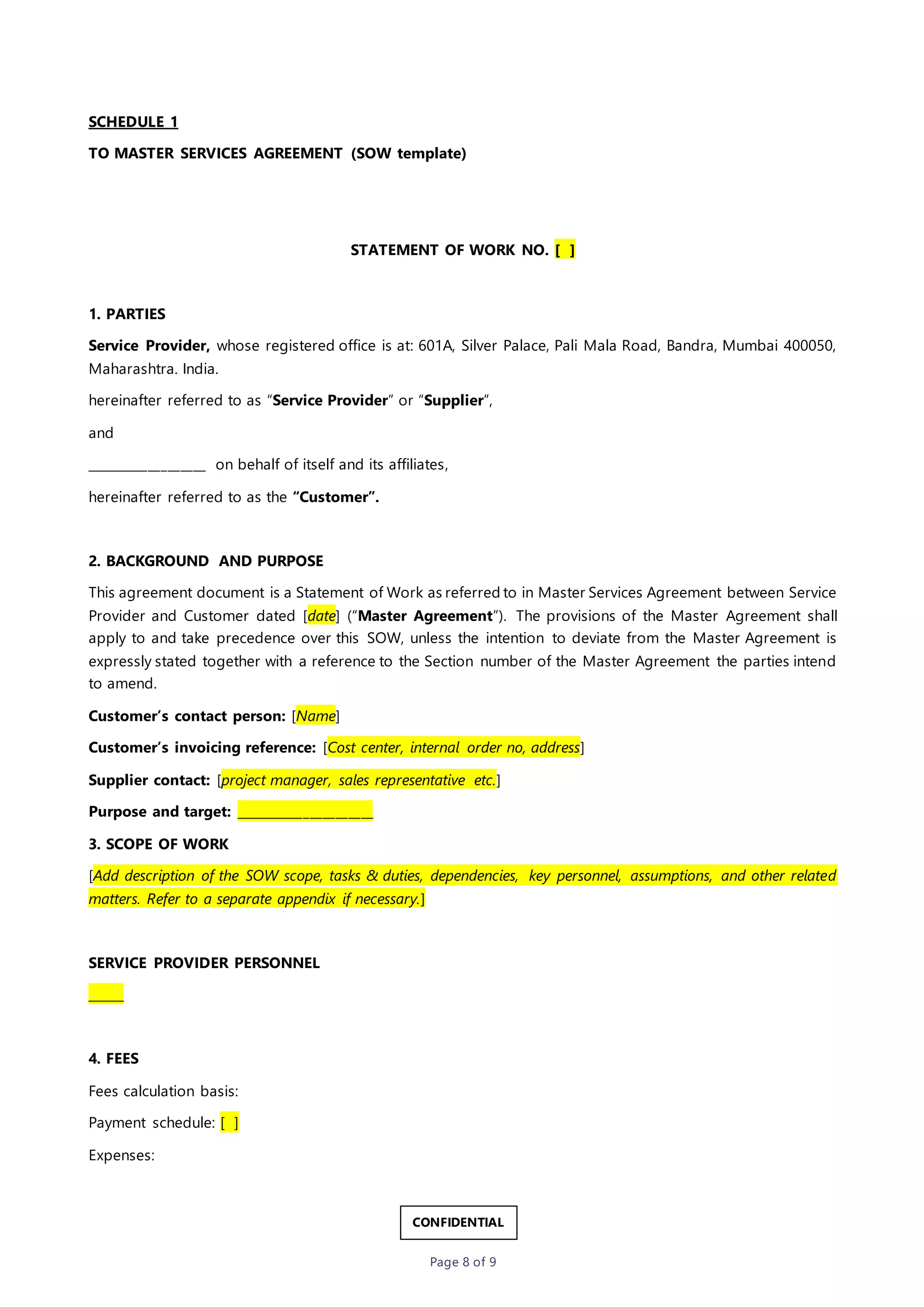 MSA Template for IT Services | DOCX