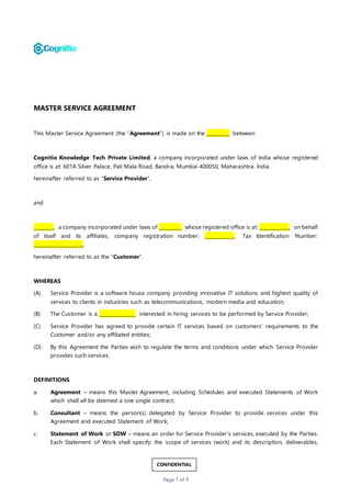 MSA Template for IT Services | DOCX