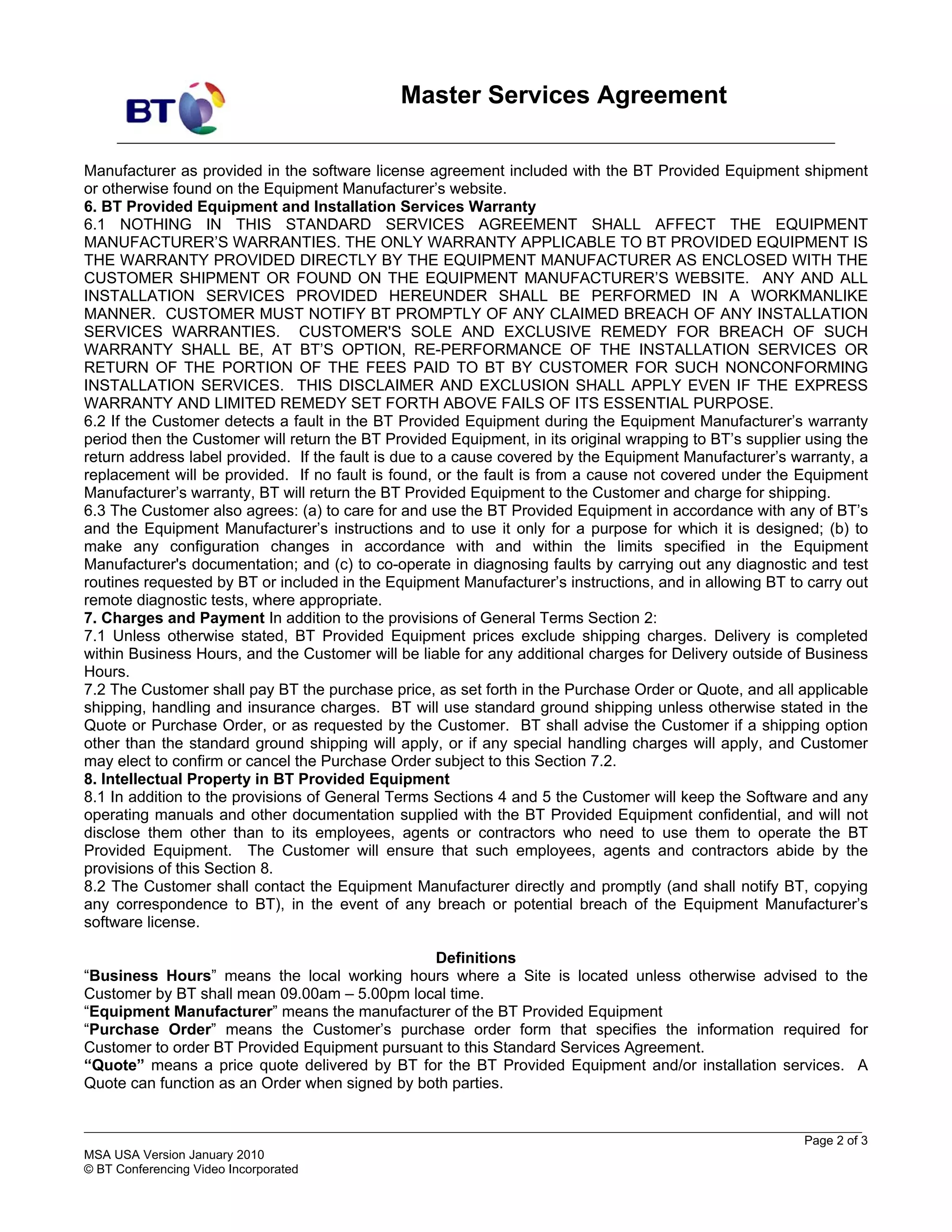 Master Services Agreement | PDF