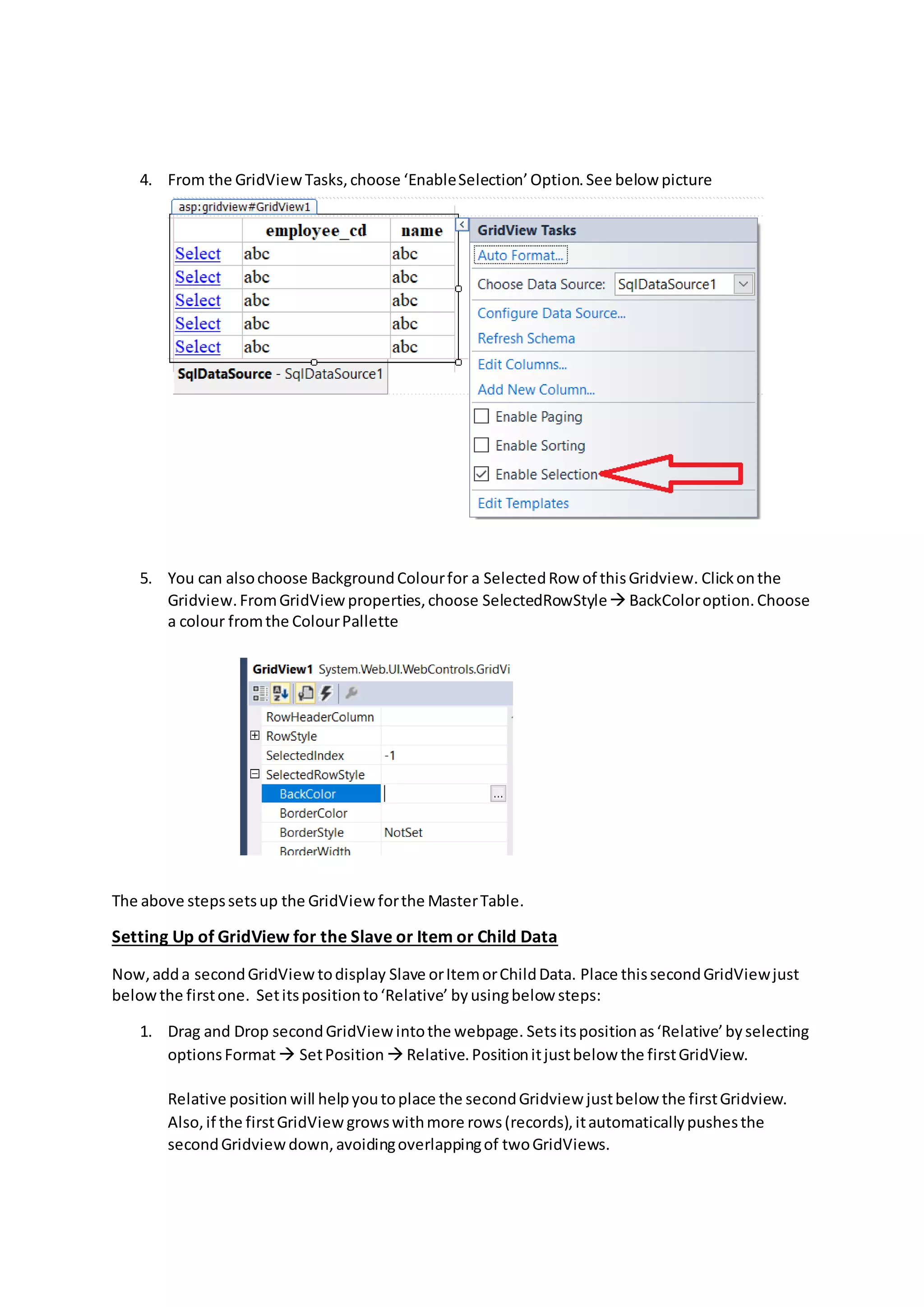 Master slave control in gridview | PDF