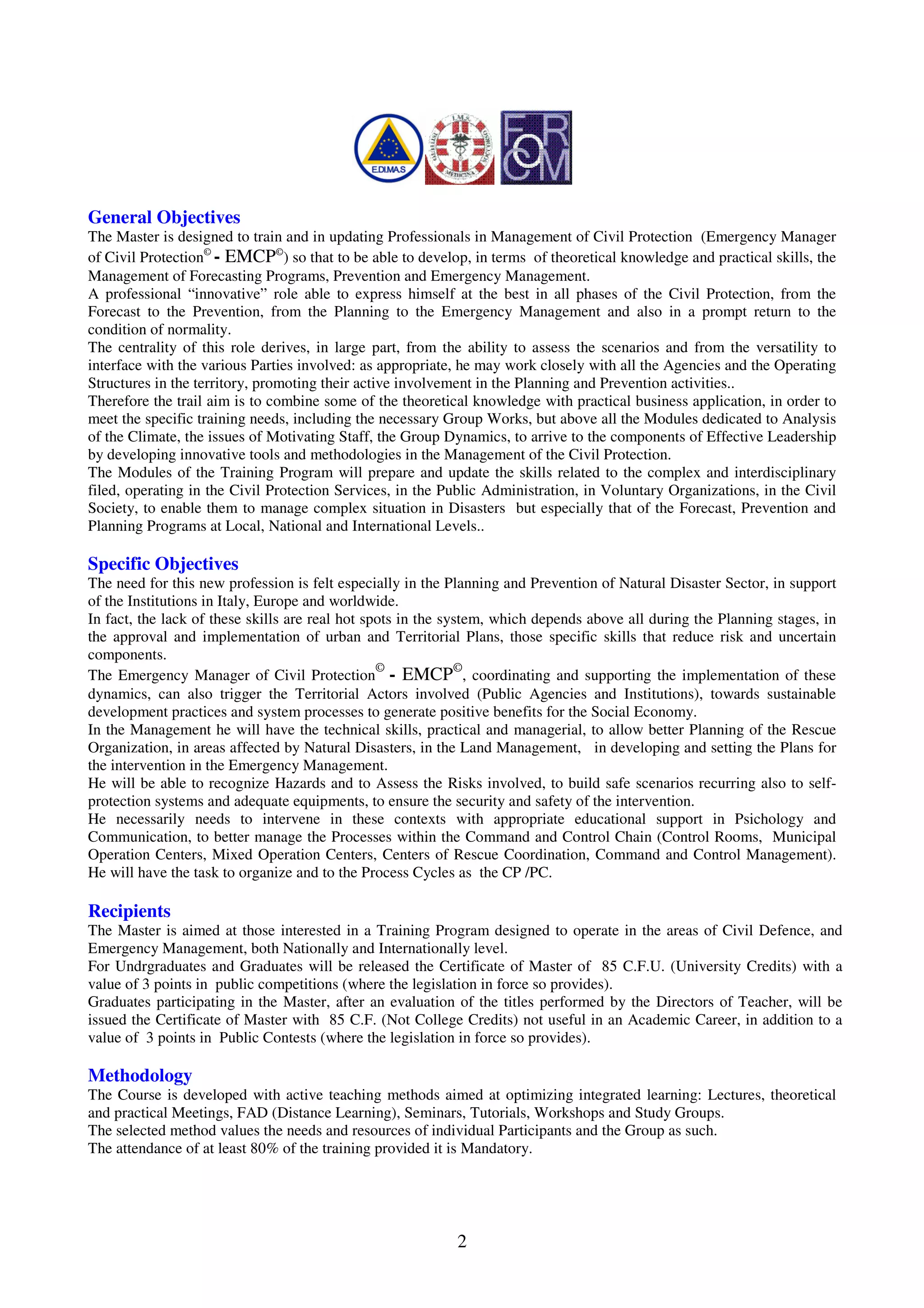 Master 1 emergency manager of civile protection emcp eng | PDF