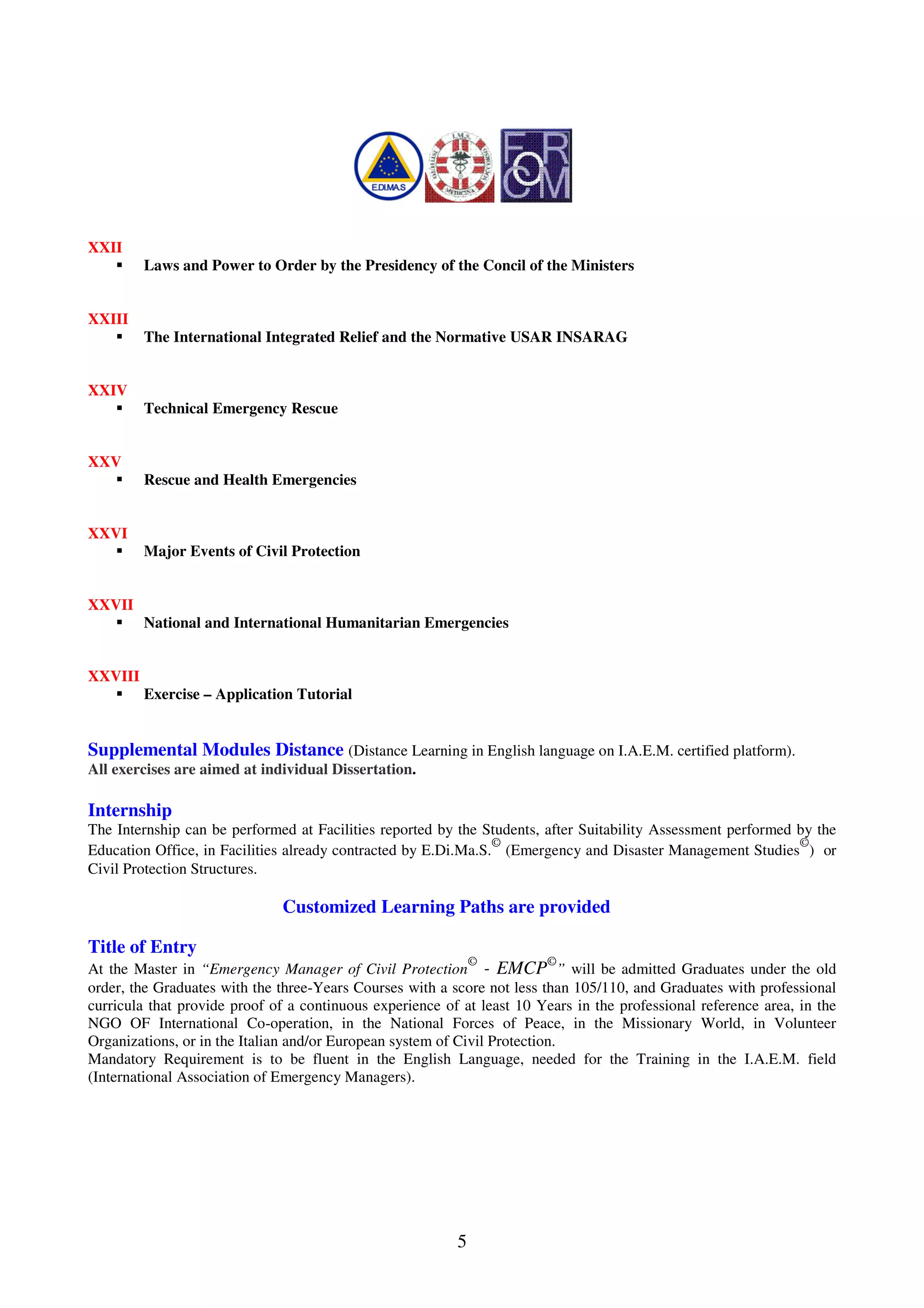 Master 1 emergency manager of civile protection emcp eng | PDF