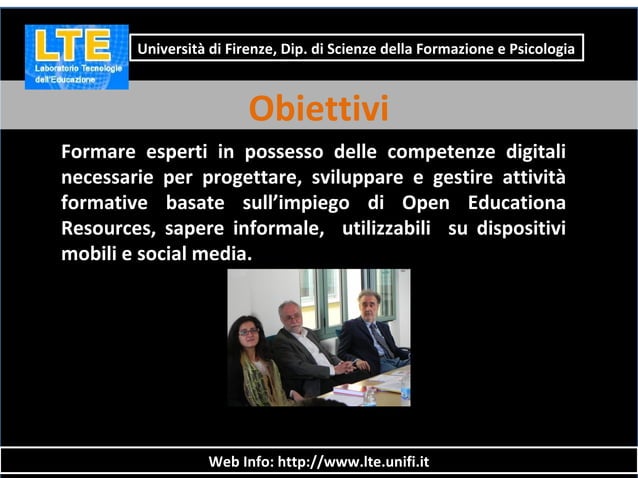 Le nuove competenze digitali: open education, social e mobile learning [master LTE - UniFi ...