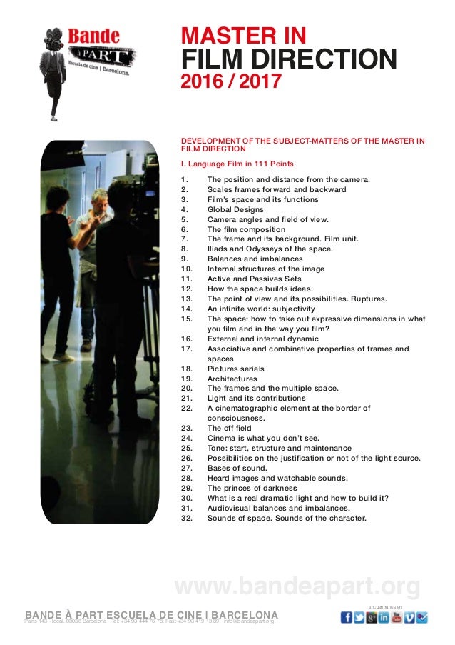 Master in film direction 2016/2017 English