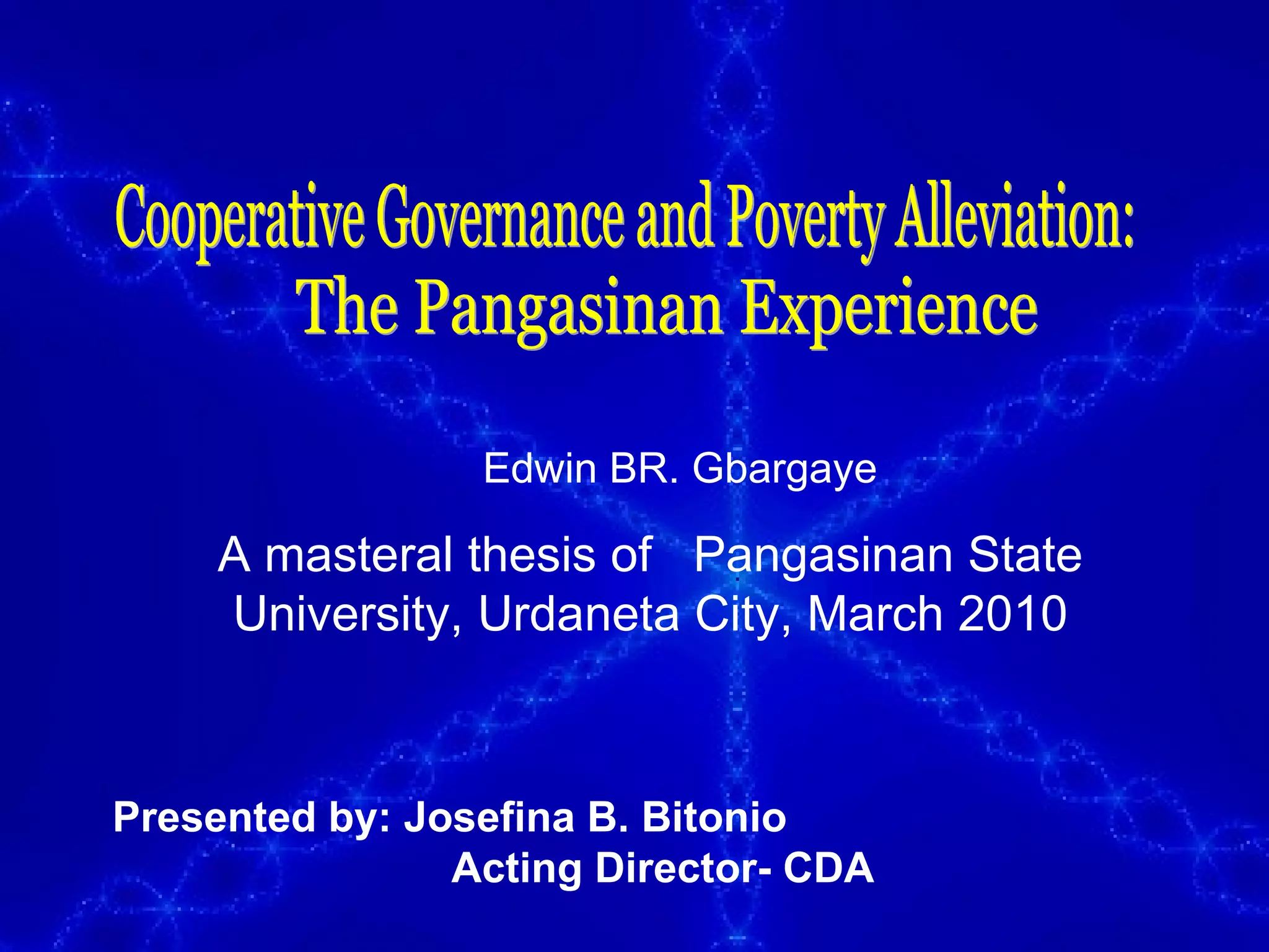 Masteral Thesis on Cooperative Governance | PPT