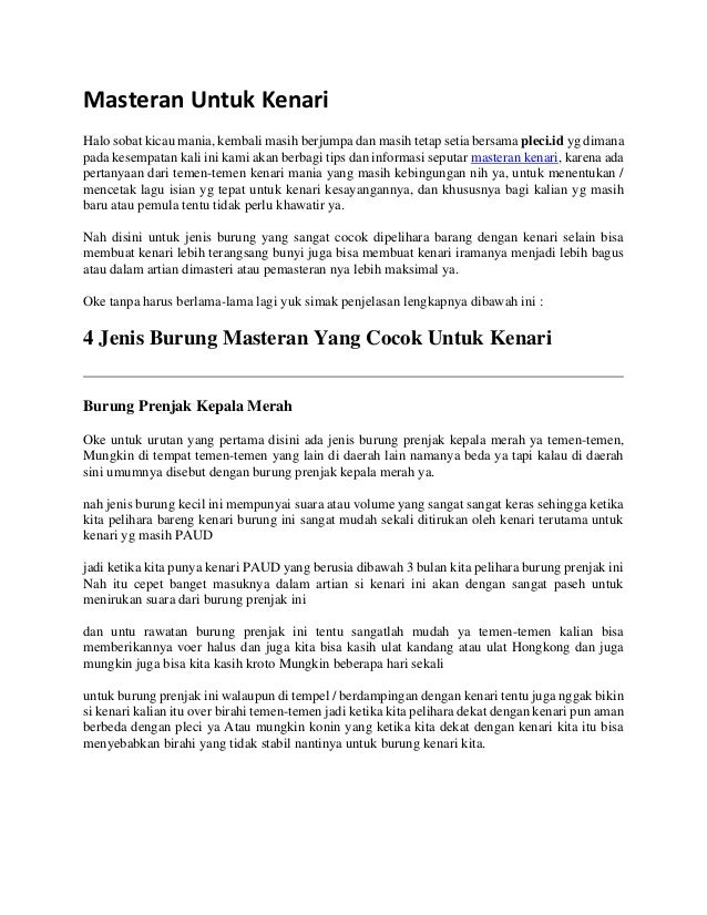 Masteran untuk kenari | PDF
