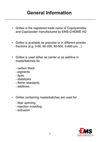 EMS Griltex flow and dispersion additives for masterbatch | PDF